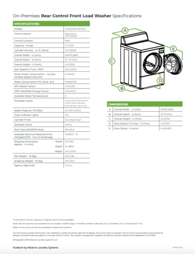 Commercial Front Load Washers - Canada 2023