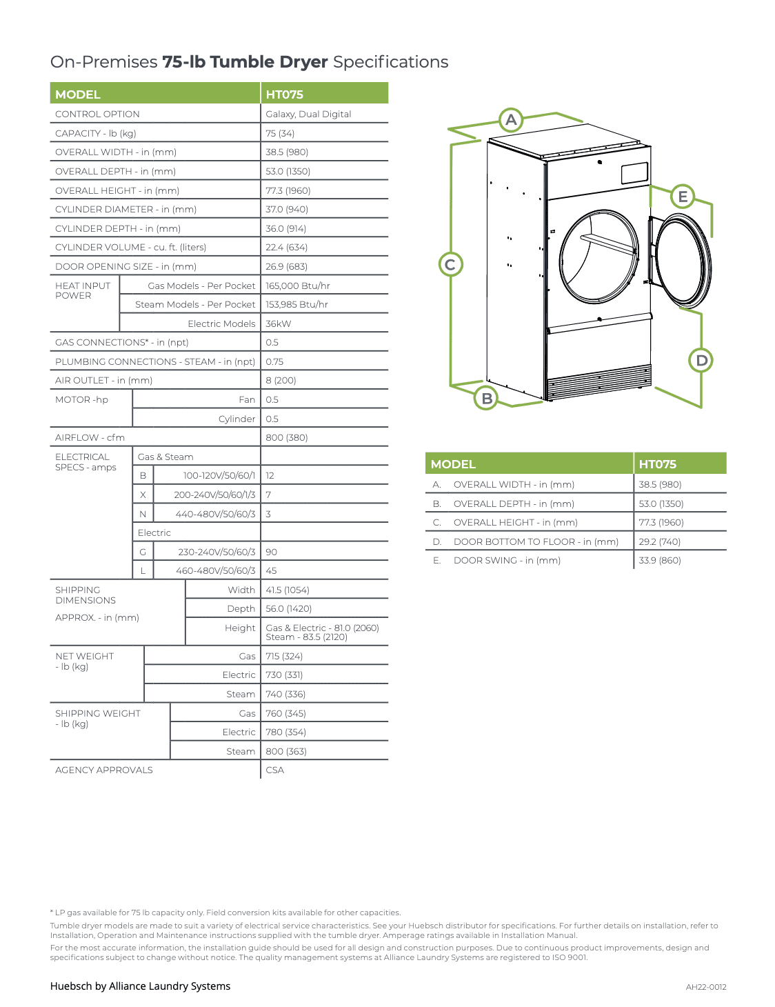 OPL - Tumble Dryers - Huebsch