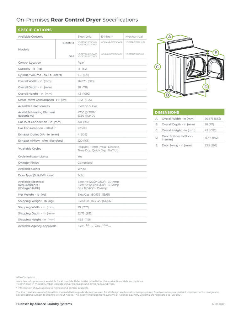 Commercial Dryers - Huebsch