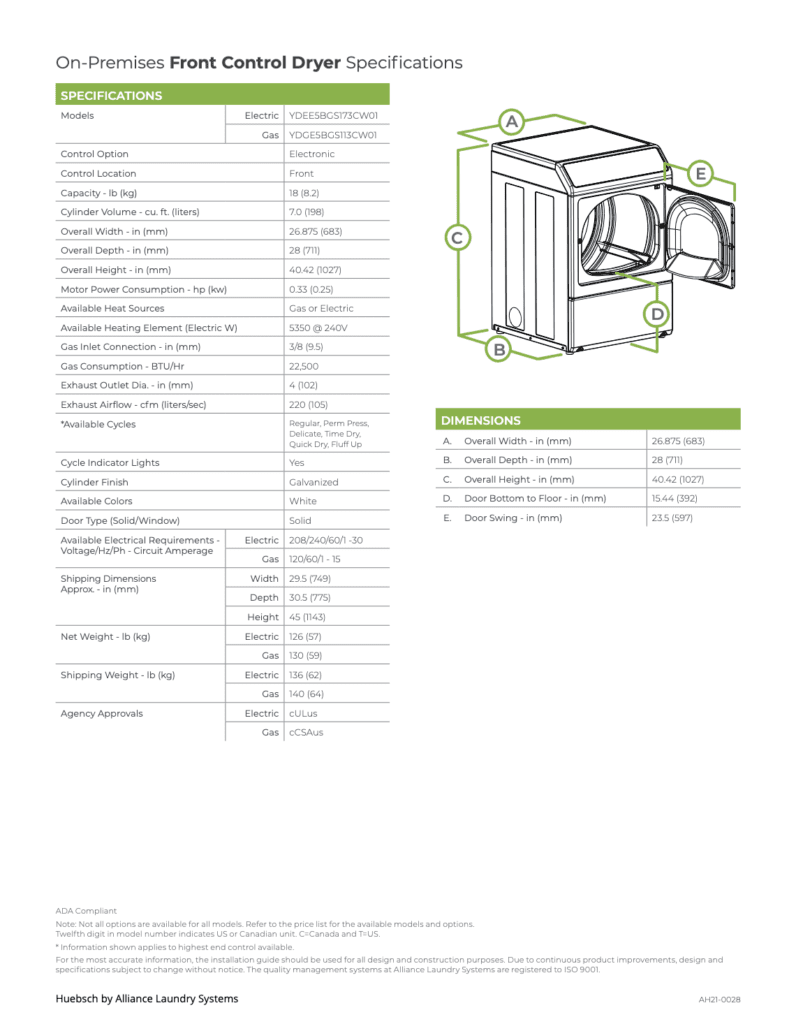 Commercial Dryers - Huebsch