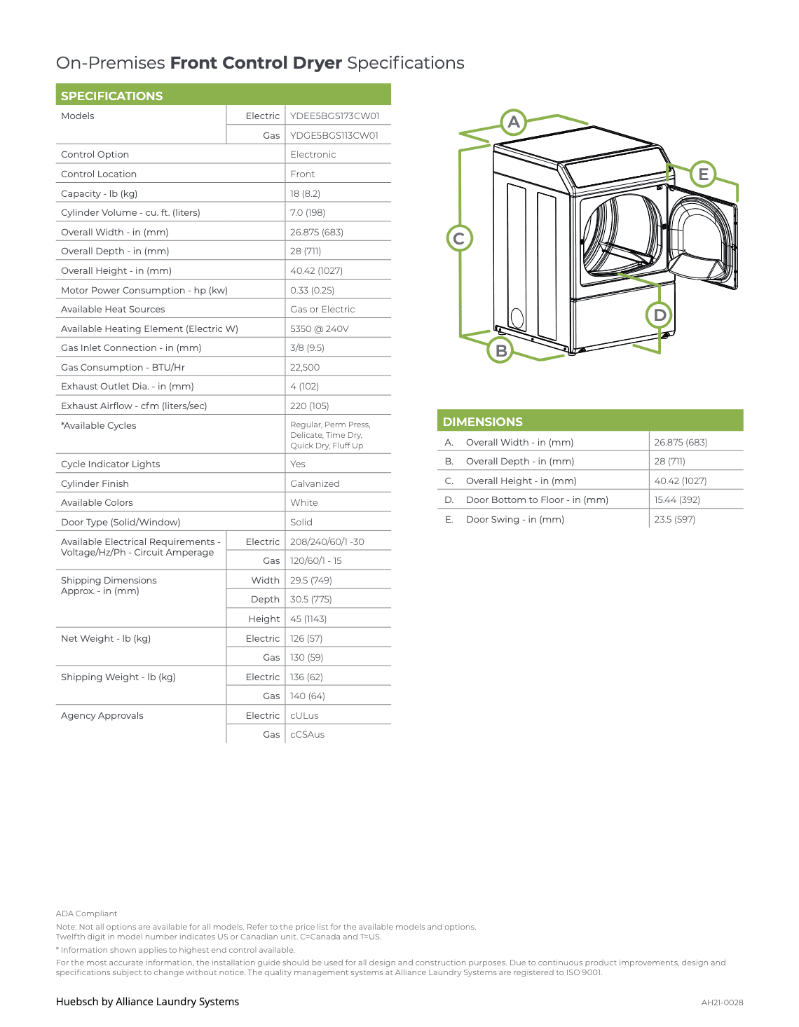Commercial Dryers - Huebsch